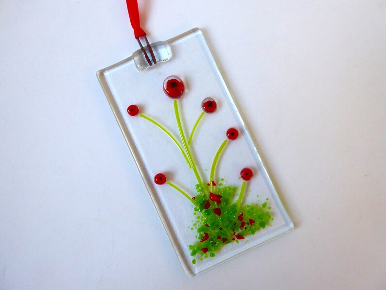 Eva Glass Design poppy fused glass sun catcher – The Made in Stroud Shop