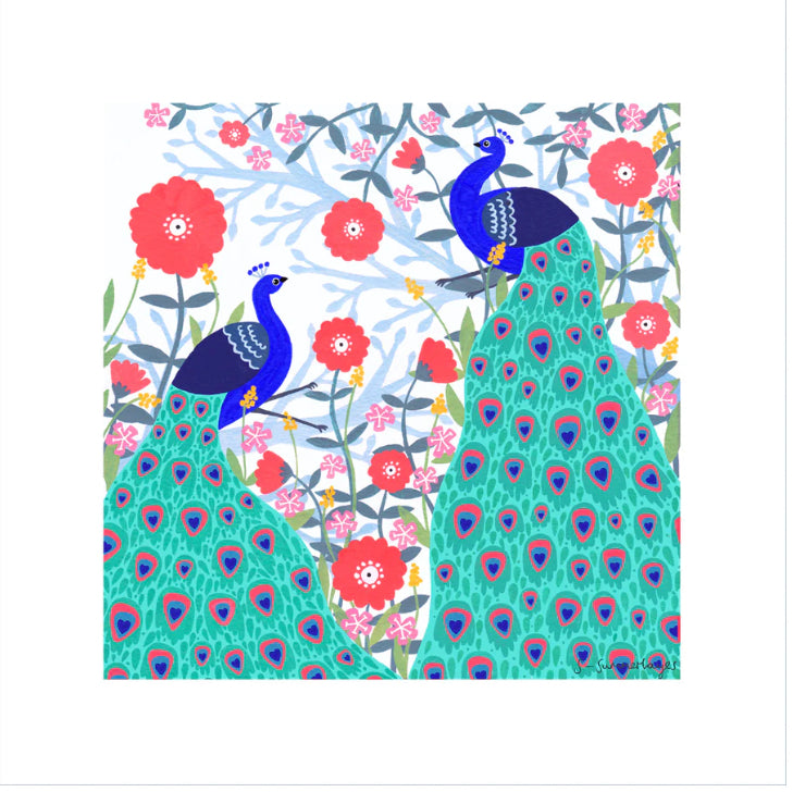 Sian Summerhayes “Two peacocks“ art print – The Made in Stroud Shop